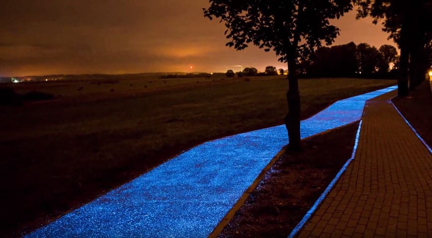 Poland's Glowing Blue Bike Path is Designed to Delight and Amaze