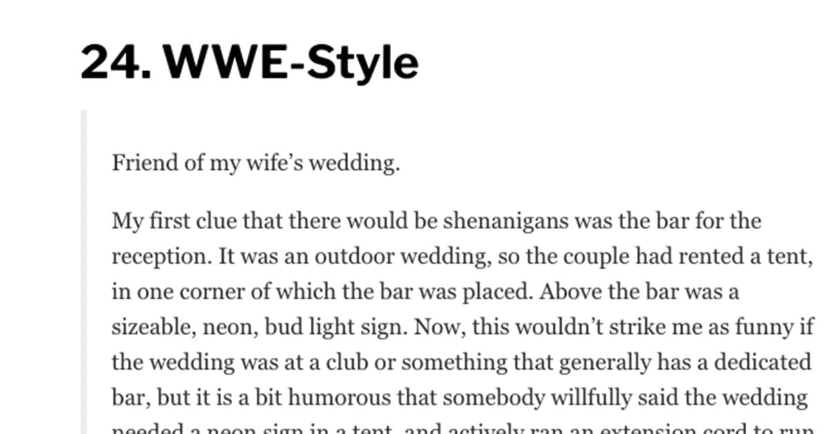 27 Tales of Extremely Bad Behavior at Weddings