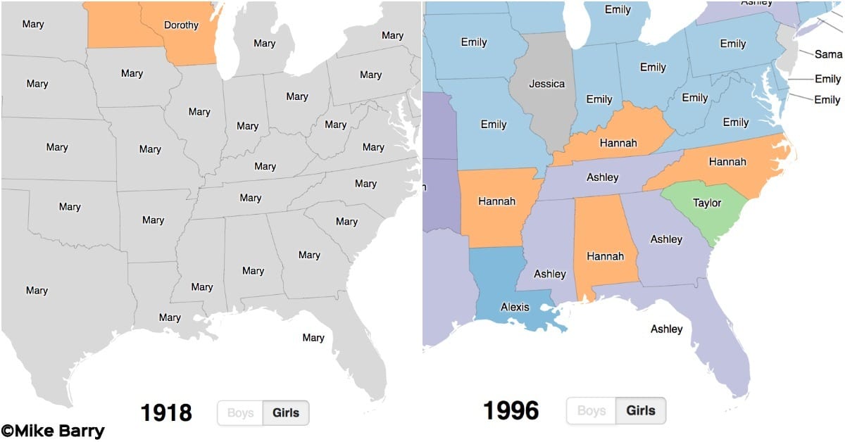 The Evolution of Baby Names from 1910 to the Present