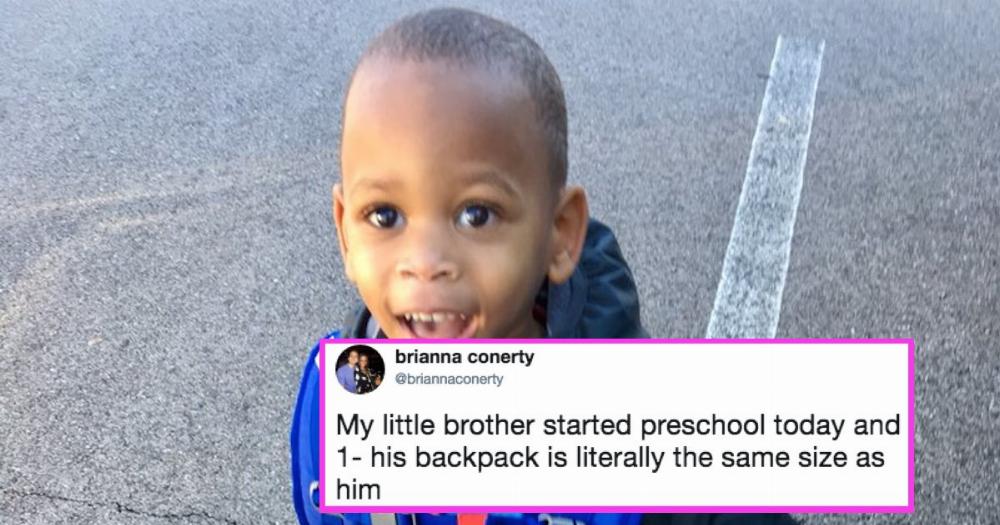 Pre-schooler with a hilariously oversized backpack is too much for ...