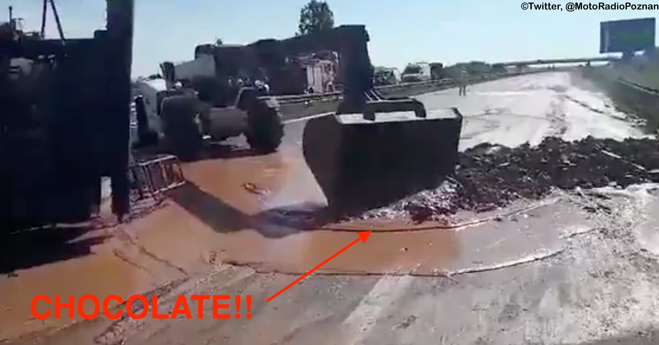 12 Tons of Liquid Milk Chocolate Spilled onto a Polish Highway