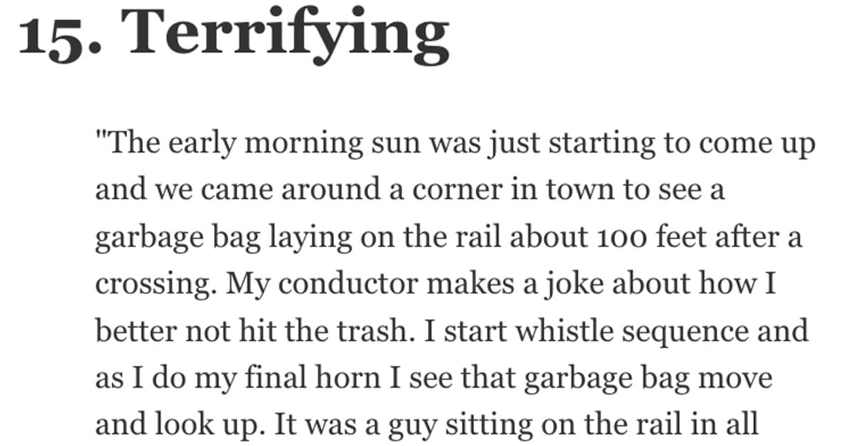 Train Conductors Share the Creepiest Things They've Ever Seen on the Tracks
