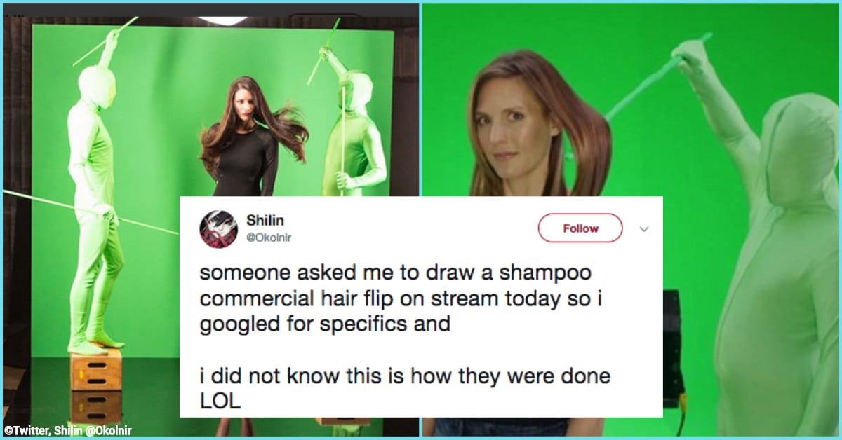 Learn How Shampoo TV Commercials Use Green Screen 'Ninjas' And Sticks