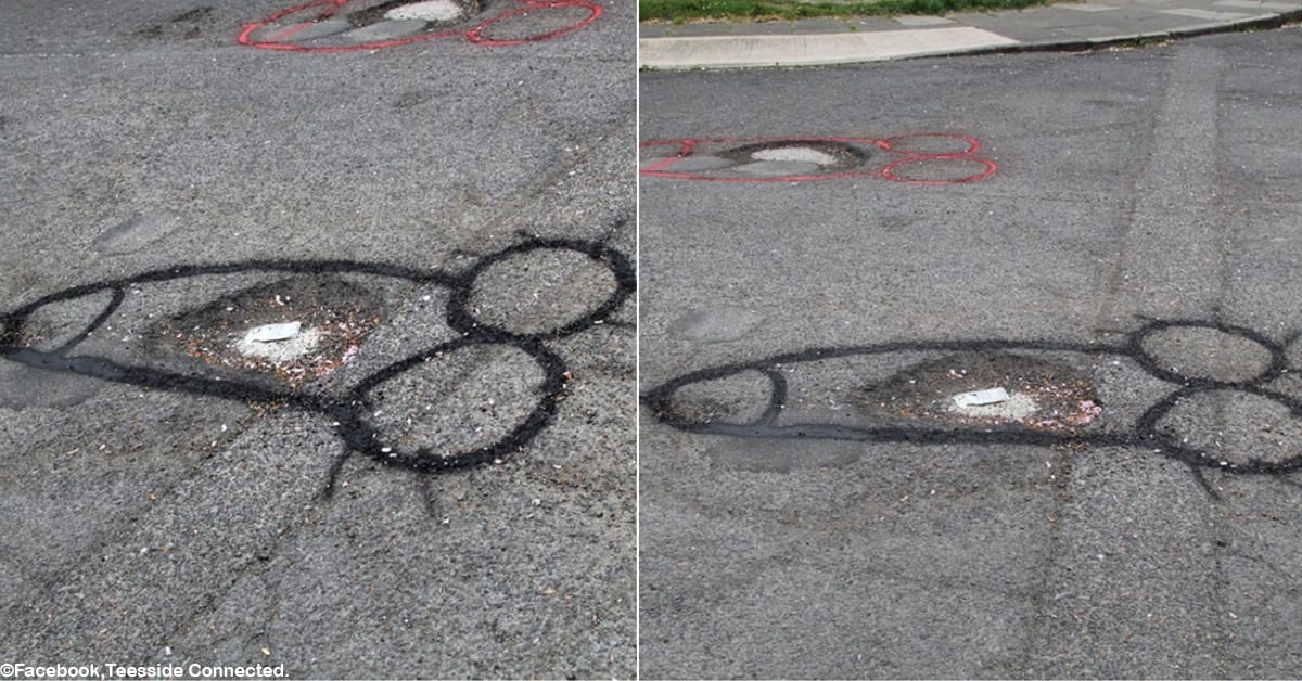 Potholes Get Fixed After Local Hero Draws D**** Around Them