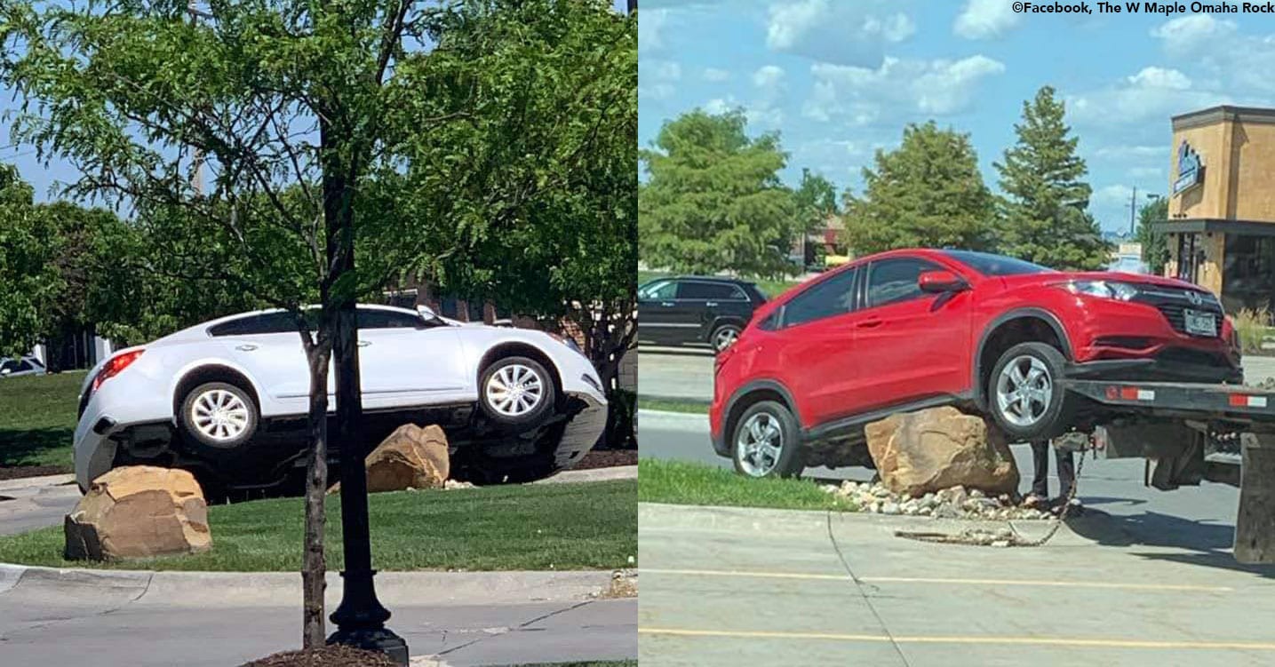 People Keep Hitting This Huge Stone Someone Put Down To Stop Parking ...