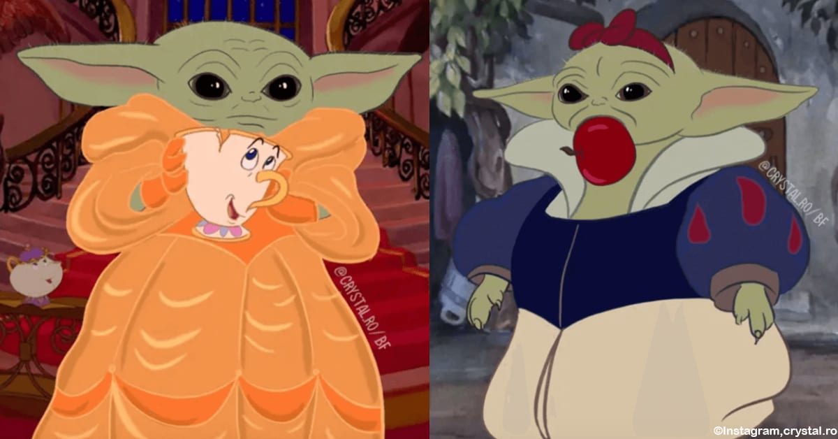 This Artist Reimagines Baby Yoda as Disney Princesses