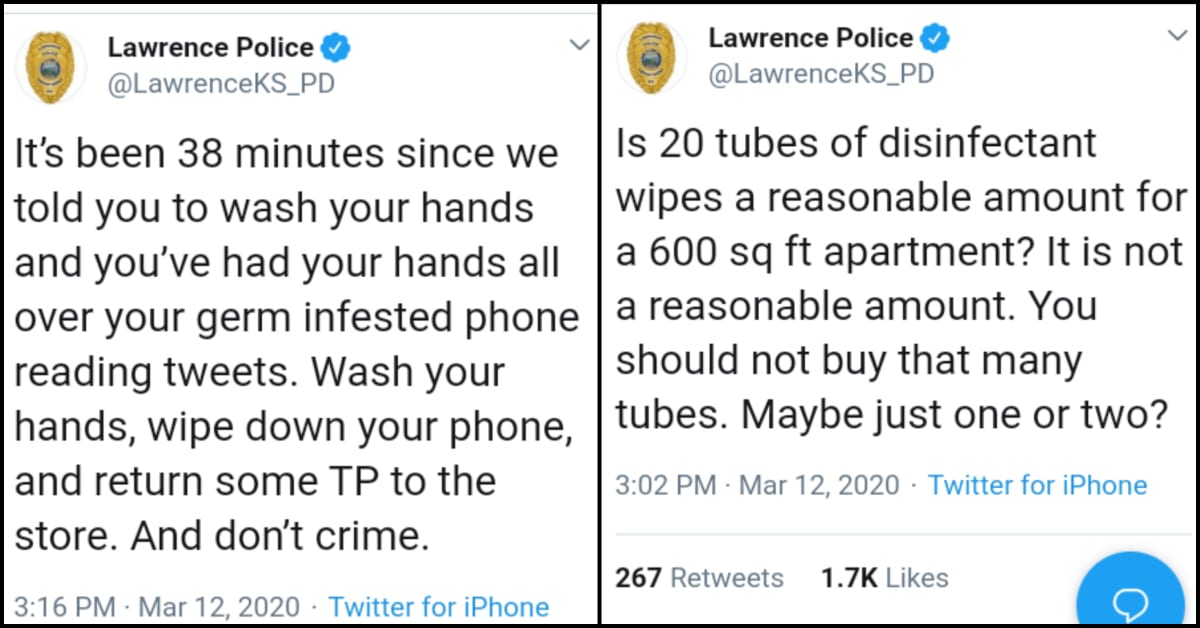 Hilarious Tweets From the Lawrence, Kansas Police Department