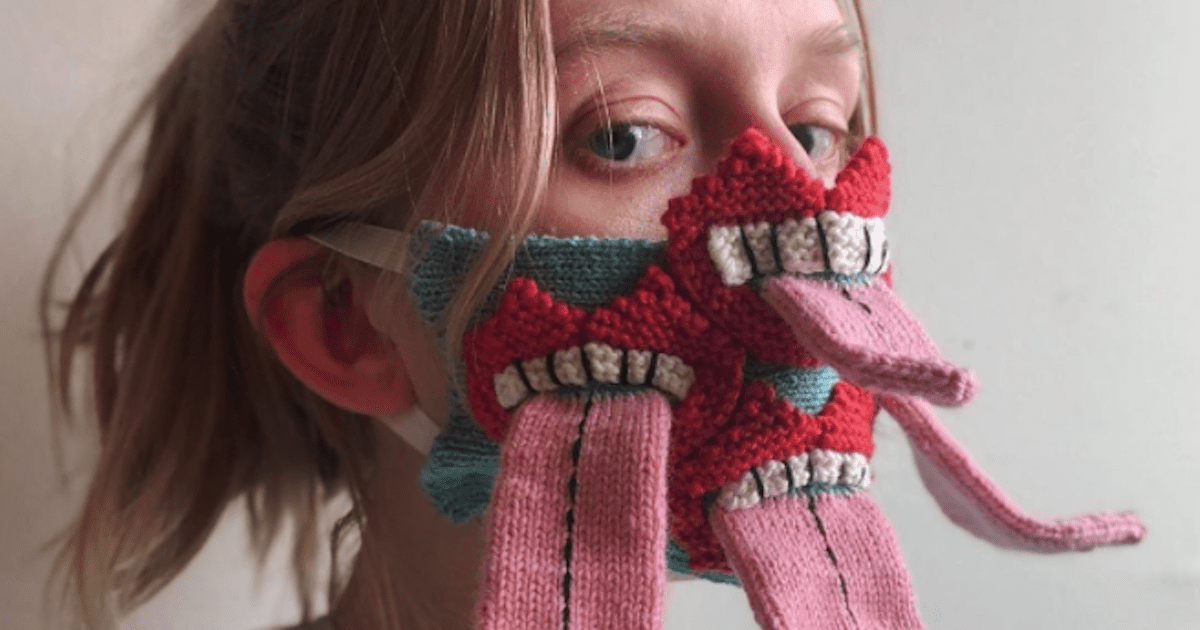 This Artist Is Knitting Quirky Mouth-Themed Face Masks