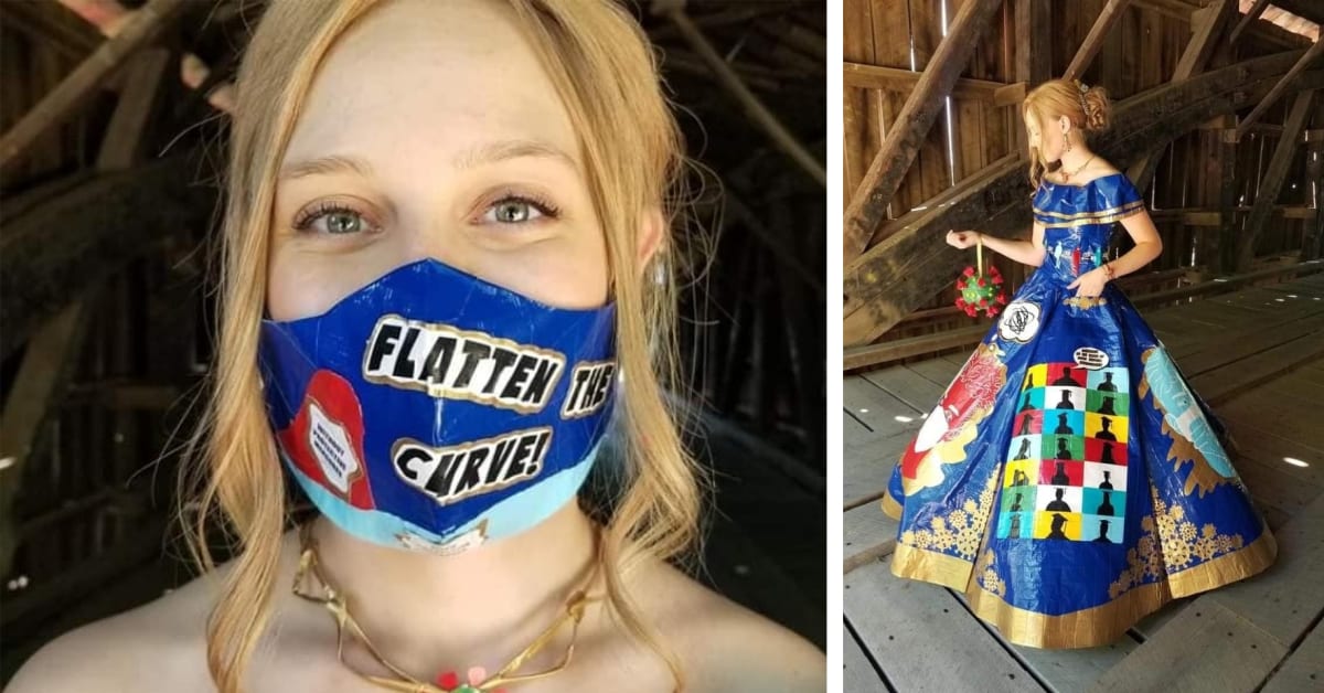 Girl Makes Amazing Quarantine Prom Dress From Duct Tape