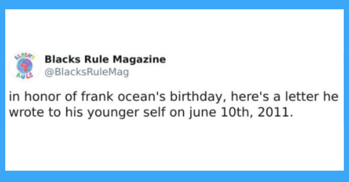Frank Ocean's Letter to His Younger Self Will Have You Bursting Into ...