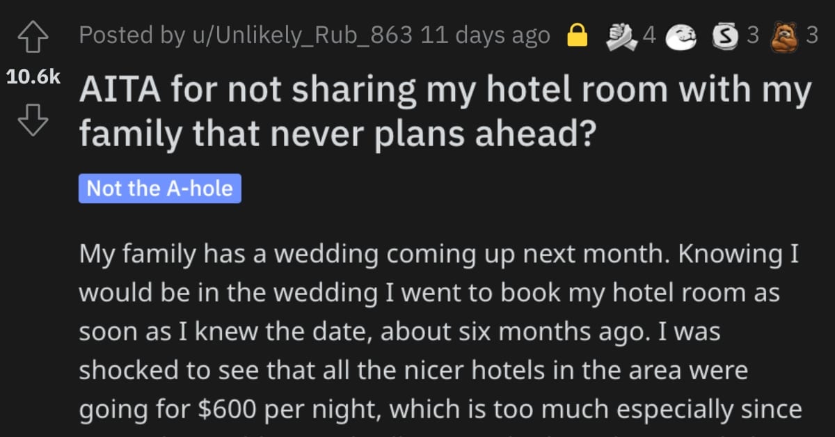 Person Wants to Know If They're Wrong for Not Sharing Their Hotel Room ...