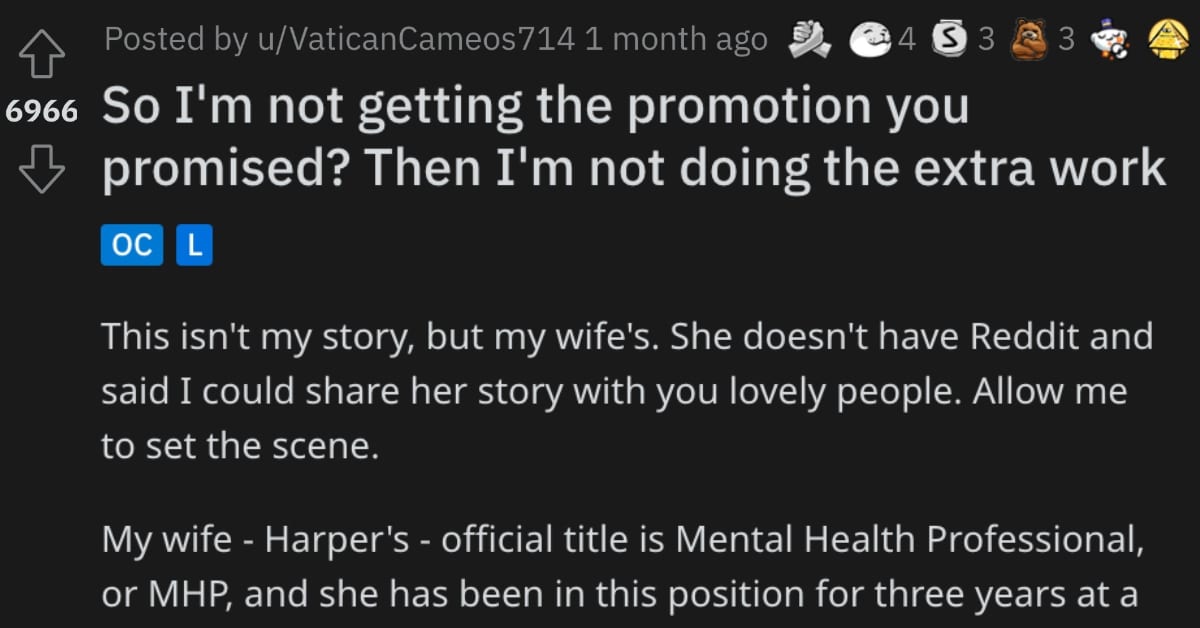 This Woman Wouldn't Do Extra Work After She Didn't Get the Promotion ...