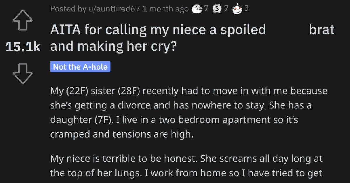 Was She Wrong for Calling Her Niece a Spoiled Brat? People Responded.