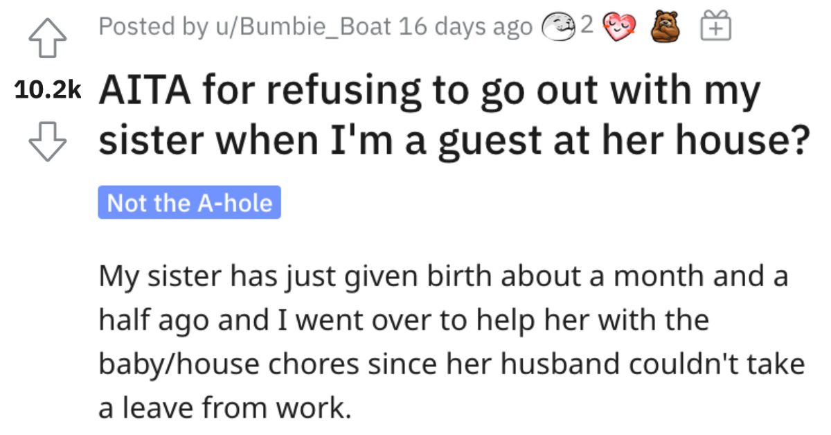 She Refuses to Go Out With Her Sister Even Though She’s a Guest in Her ...