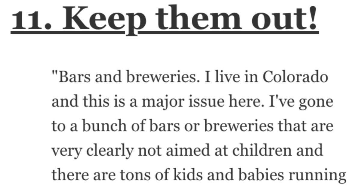 Where Should Kids Not Be Allowed? People Shared Their Thoughts.